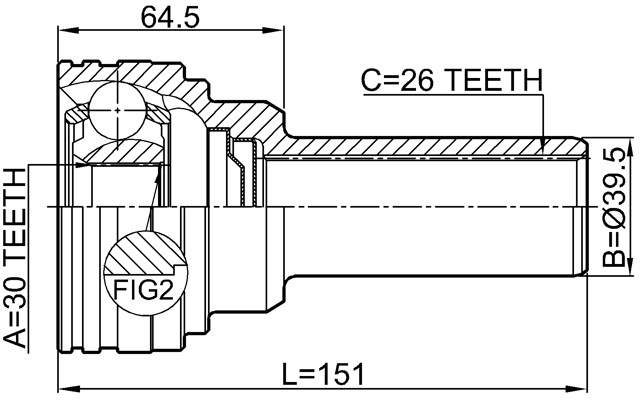 0411-V97WSHA Febest PROPSHAFT CV JOINT 30X26 MR580388, MR518285 | eBay
