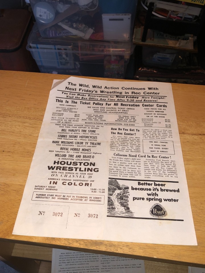 05/03/1974 NWA Houston TX Paul Boesch NICK BOCKWINKEL Wrestling Program ...