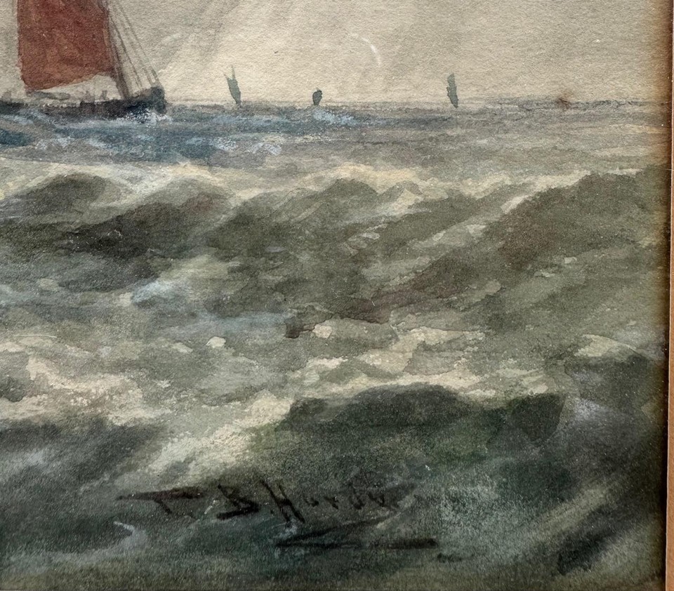 Thomas Bush Hardy (1842-1897) : Boats at the Harbour, signed ...