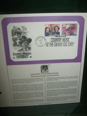 Country Music @ GRAND OLE OPRY FDC & Display Page "Bob Wills & The ...