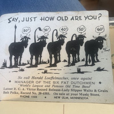 New Ulm~Harold Loeffelmacher Advertising Minnesota~Six Fat Dutchmen~RCA ...
