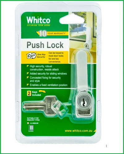 1 x Whitco Sliding aluminum Window Push Lock Vent lock Silver W2200111 ...