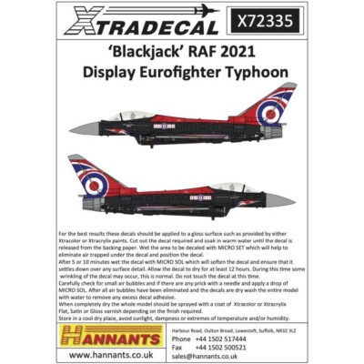 1:72 'Blackjack' RAF 2021 Display Eurofighter Typhoon Decals X72335 ...