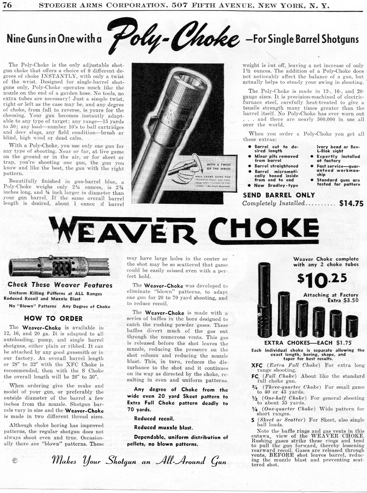 1948 Print Ad of Poly-Choke & Weaver Choke Shotgun Chokes | eBay