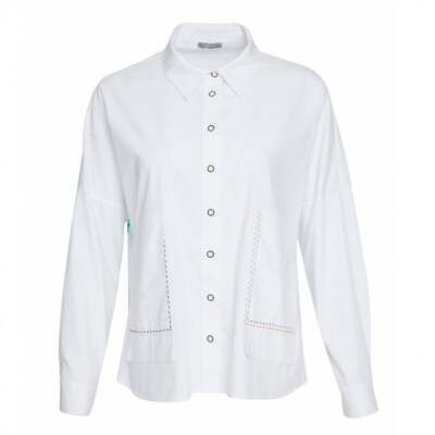 Ladies Naya White Button Up Jacket With Print On The Back | eBay