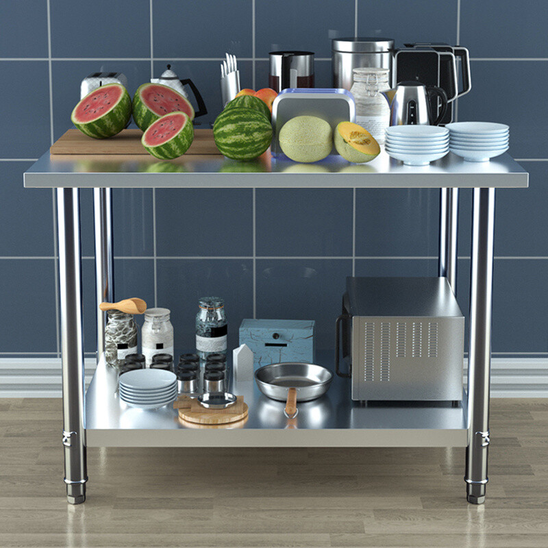Stainless Steel Commercial Kitchen Food Prep Work Table+Over Shelf ...