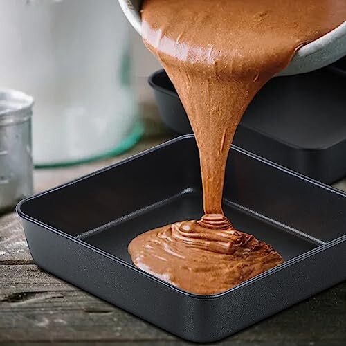 8x8 Inch Square Baking Pan With Lid Set Nonstick Square Cake Pans Metal ...