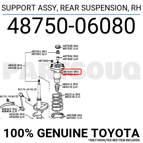 4875006080 Genuine Toyota SUPPORT ASSY, REAR SUSPENSION, RH 48750-06080 ...