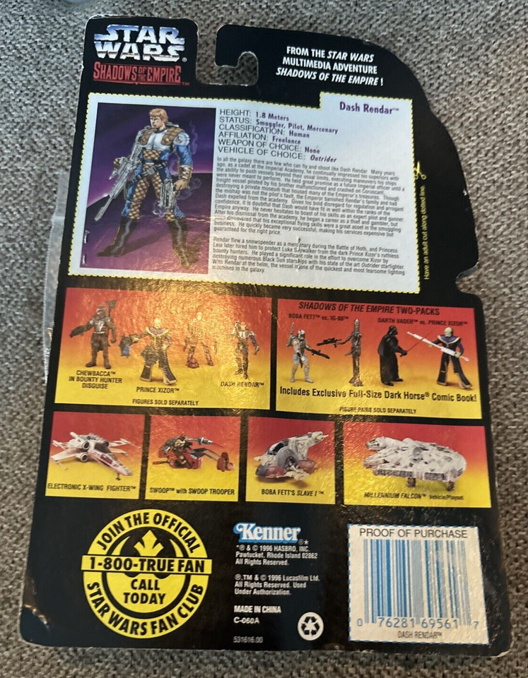 1995 Star Wars Shadows of the Empire Dash Rendar Action Figure New ...