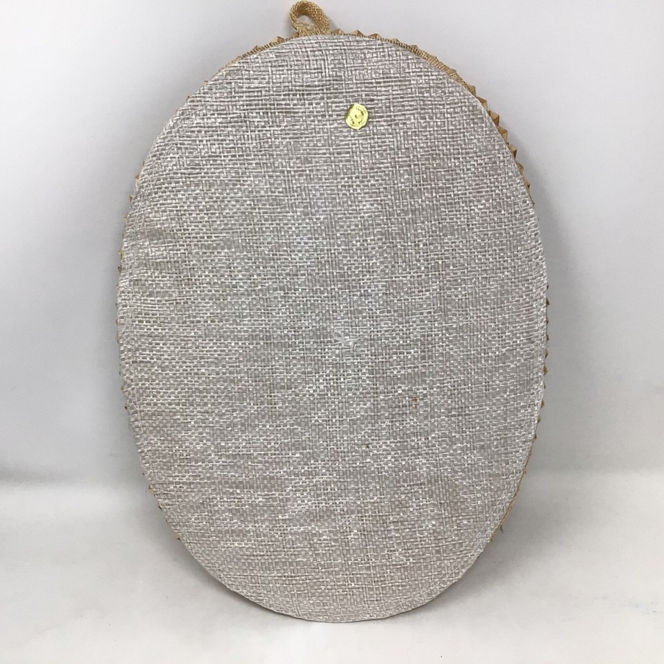 Vintage Woven Owl Straw Fiber Rafia Art Oval Wall Hanging Decor 70's ...