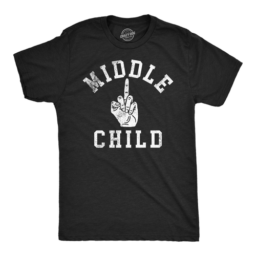 Mens Funny T Shirts Middle Child Sarcastic Middle Finger Graphic Tee ...