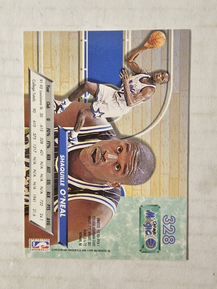 🔥 Shaquille O'Neal ROOKIE 92-93 Fleer Ultra Basketball Card #328 Magic ...