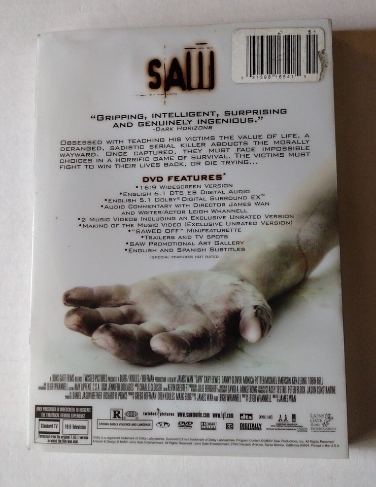 SAW - DVD Widescreen, Clear Case, Pre-owned | eBay