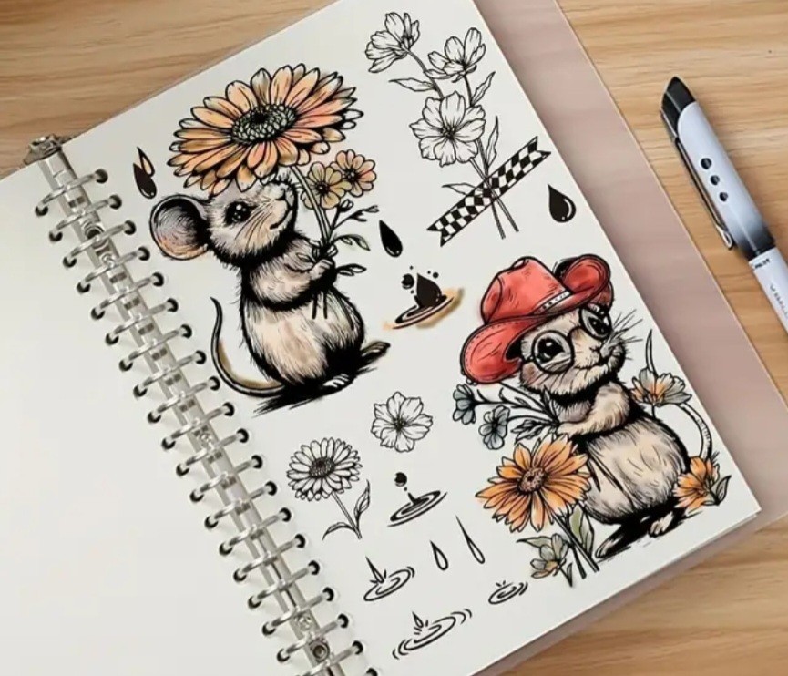 Clear Stamps Mouse Transparent Mice Animals Stamp Flowers Silicone Card ...
