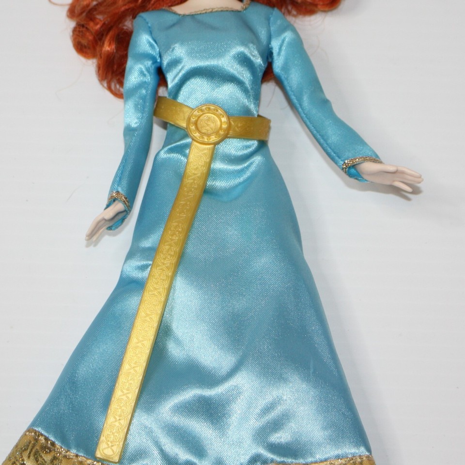 Disney Pixar Brave Merida Doll in Blue Gown Dress with Belt Tiara and ...