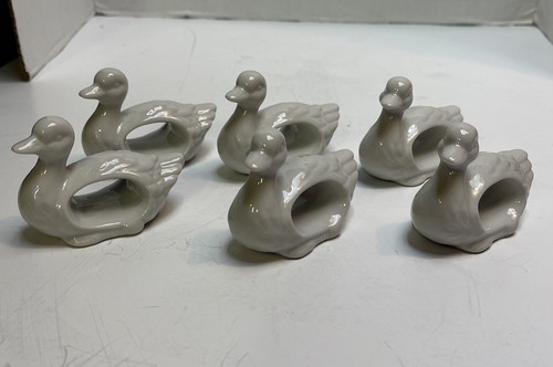 VTG Ceramic White Duck Napkin Rings Set of 6 Japan | eBay