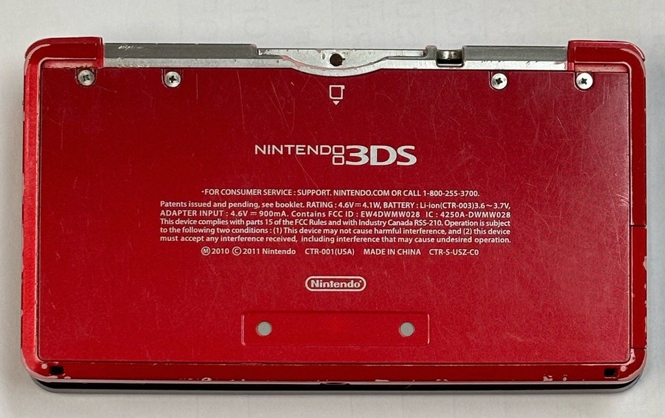 Nintendo 3DS Red Dual Screen Handheld Video Game Console For Parts Non ...