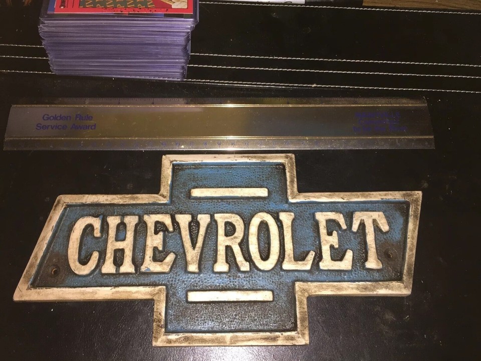 Chevrolet Sign Cast Iron Patina Chevy Plaque Car Auto Truck Silverado ...