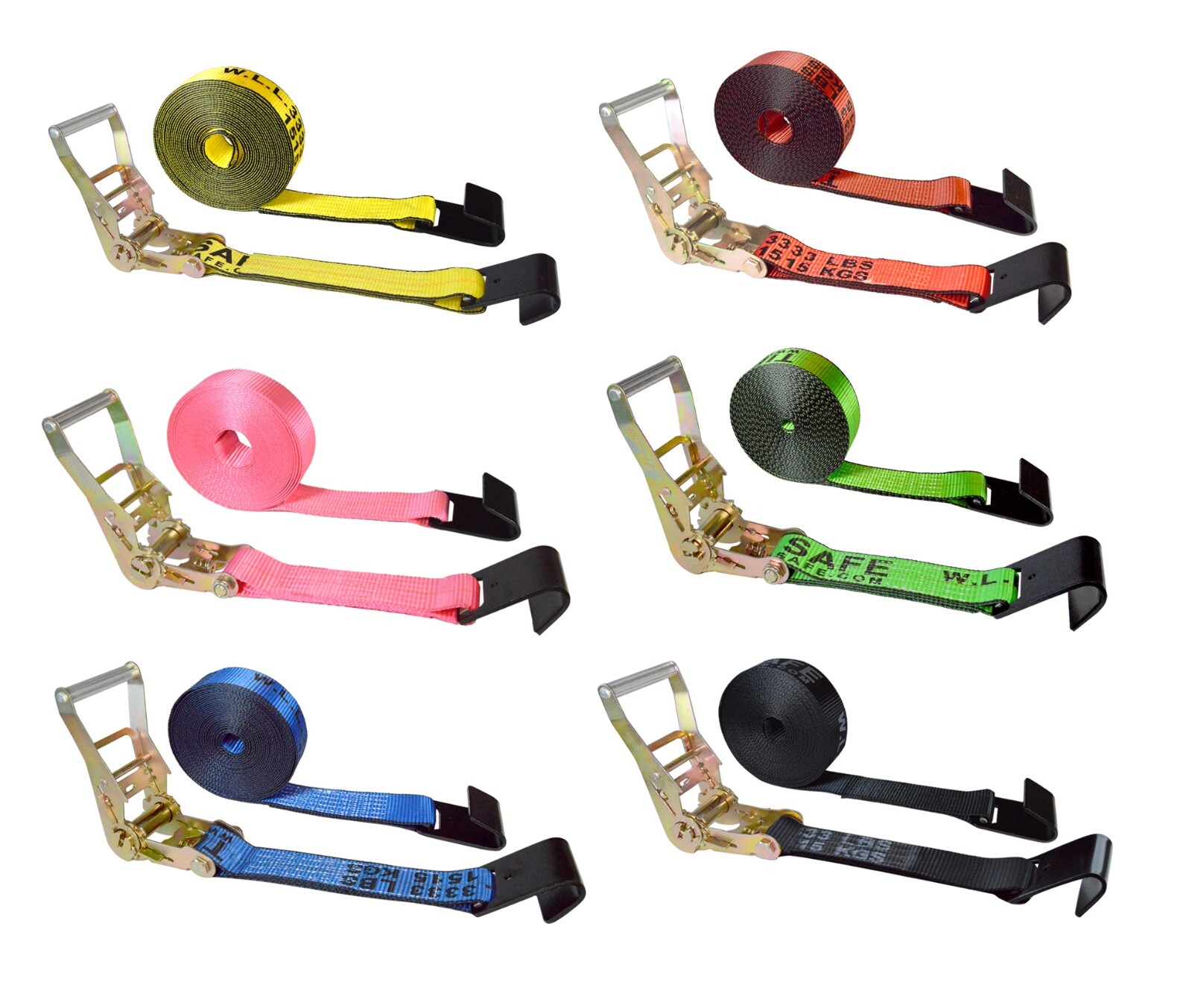 USA Heavy Duty 2" x 40'-60' Ratchet Strap Flat Hook Flatbed Truck Farm ...