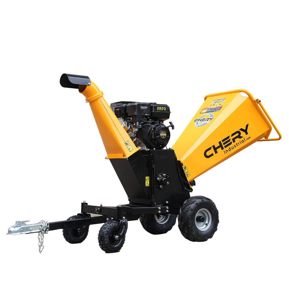 6" 420cc/15HP Gas 4-Wheel Wood Chipper Shredder Mulcher w/Tow Bar And ...