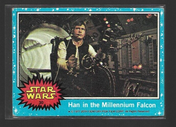 1977 Topps Star Wars HAN IN THE MILLENNIUM FALCON #30 Series 1 Blue ...