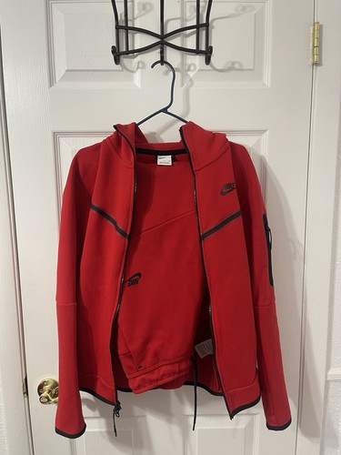 Nike Sportswear Tech Fleece Tracksuit Set Hoodie University Red/Black ...