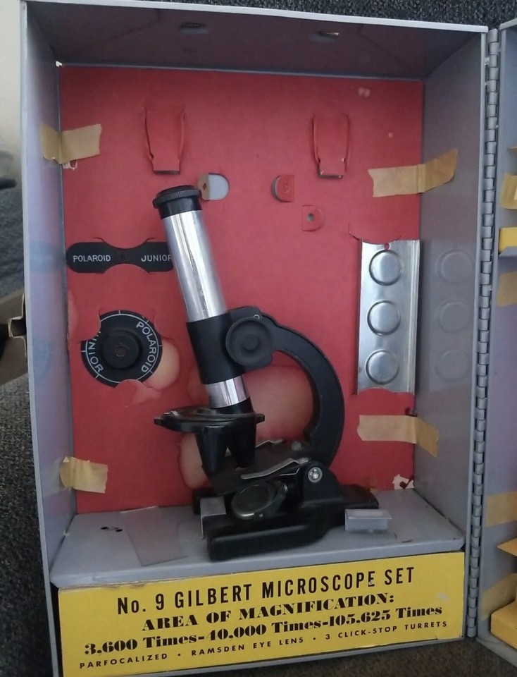 Vintage no. 9 Gilbert Microscope Set with Case & Vials with Content 1/1 ...