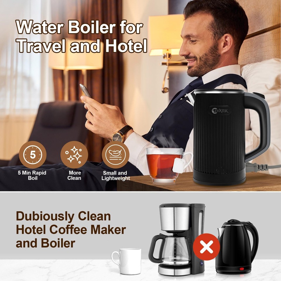 Small Electric Kettle 600w Mini Portable Tea Kettle Travel Stainless ...