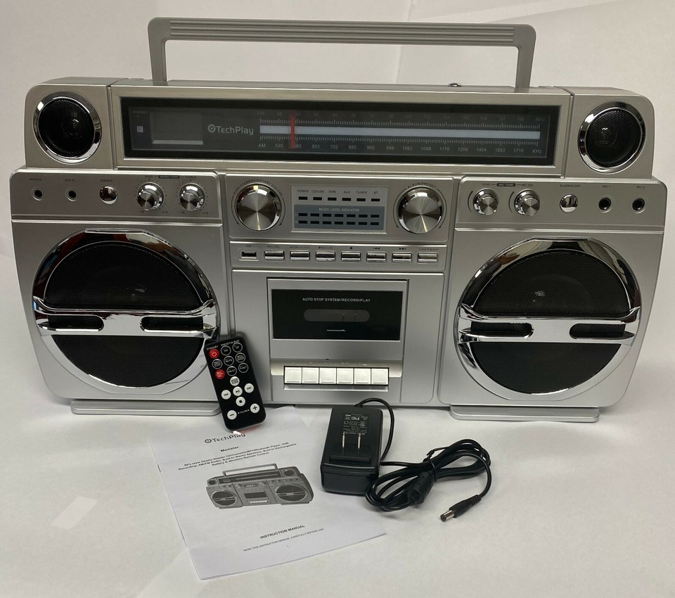 TechPlay "Monster S" 1980S-Style Portable Boombox/CD/Cassette AM/FM ...