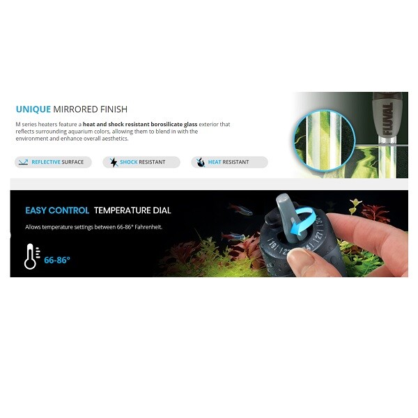 Fluval M50 Submersible Fish Tank Heater - 50 Watt up to 15 Gallons ...