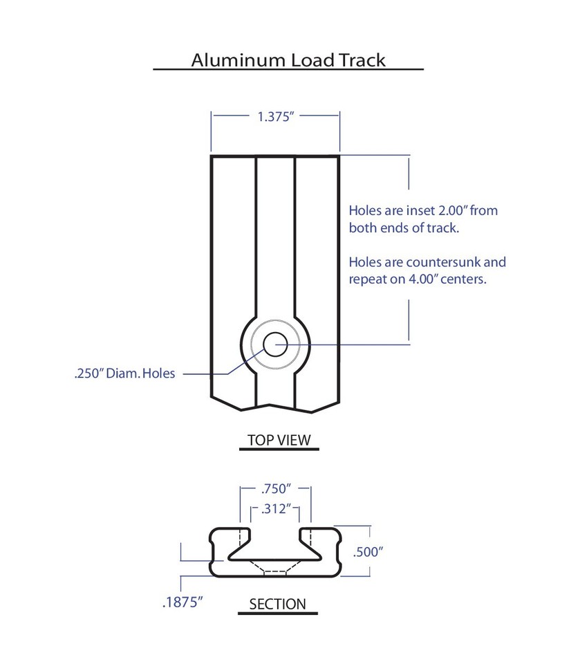 6 ft Rectangular Aluminum Load Track, Trailer / Truck Tiedown - 4 ...