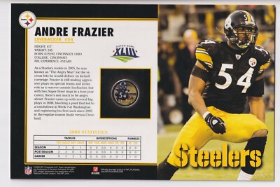 Andre Frazier Danbury Mint Steelers 2009 Super Bowl XLIII Card & State ...