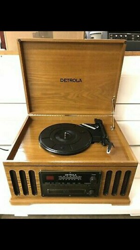 Oak Detrola KM837 Replica Record Player CD Cassette Am/Fm radio ...