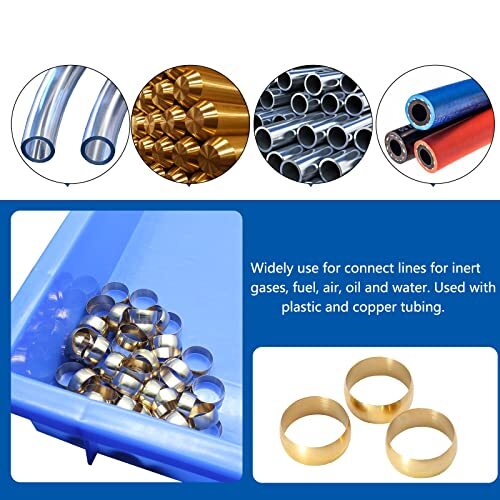 50PCS Brass Compression Sleeves Ferrules 5/8 (16Mm) Tube OD Metals ...