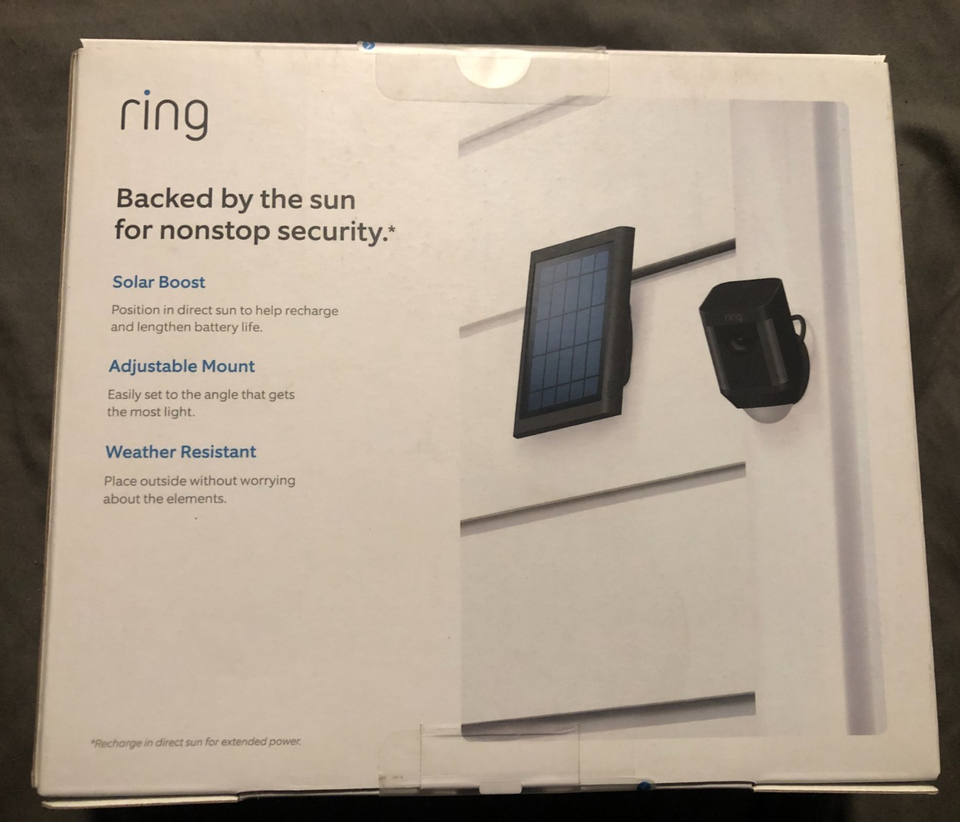 New Black Ring Solar Panel For Security Camera Rechargeable Power | eBay
