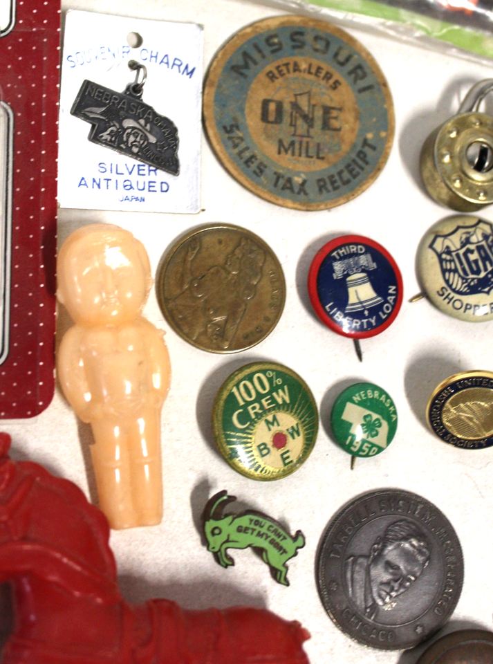 Vtg Junk Drawer Lot Coins 1896-1938 Pins UPRR Matches USSR Badge Ramp ...