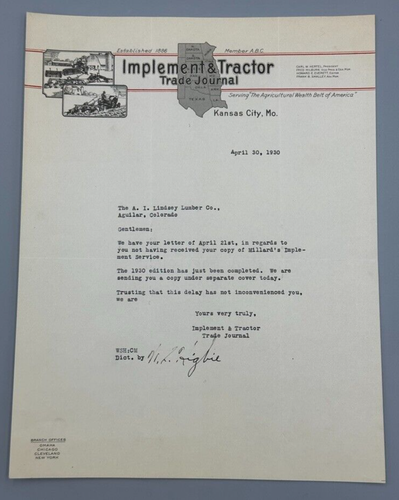 1930 Implement & TRACTOR Farm Machinery Trade Journal Advertising ...