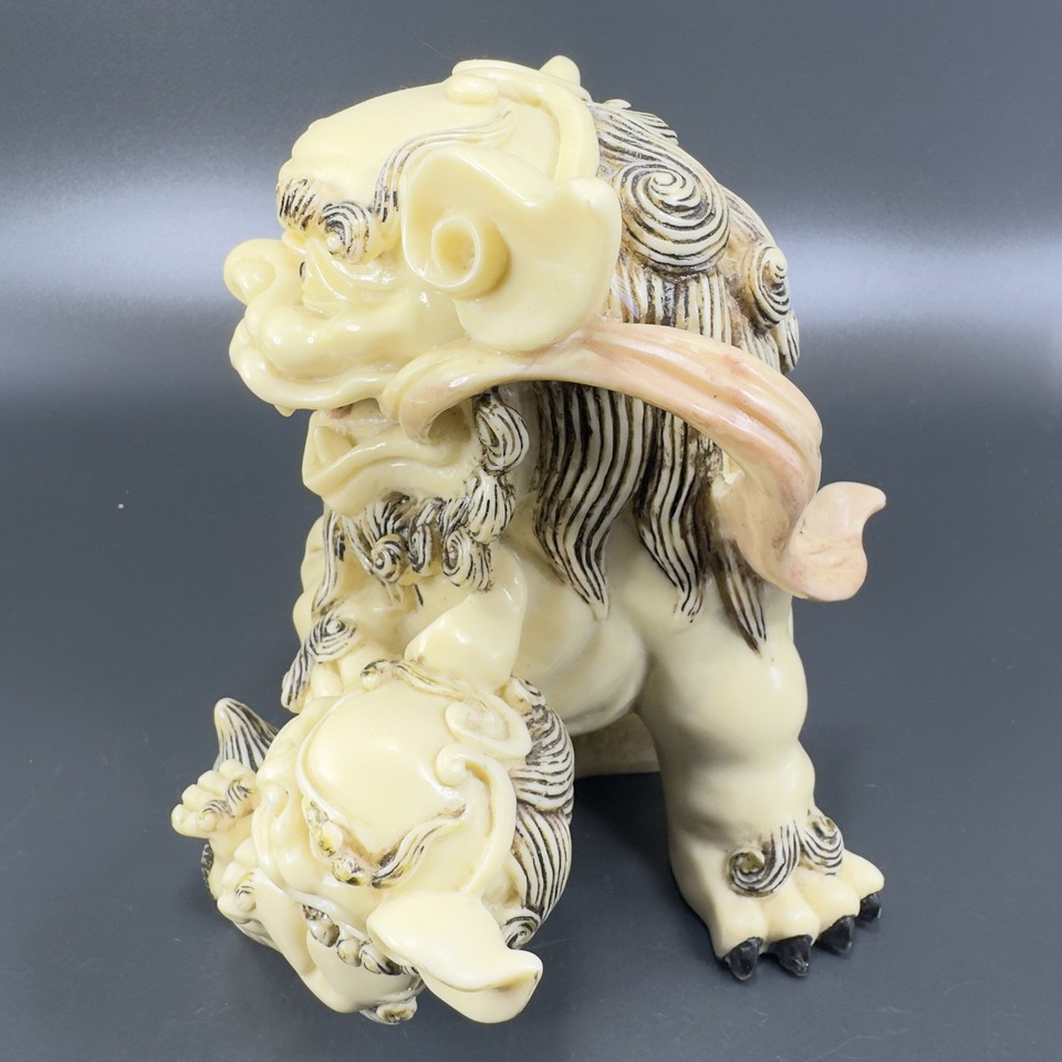 Vintage Chinese Guardian Lion Sculpture Signed Foo Dog Fu Foo Dog With ...