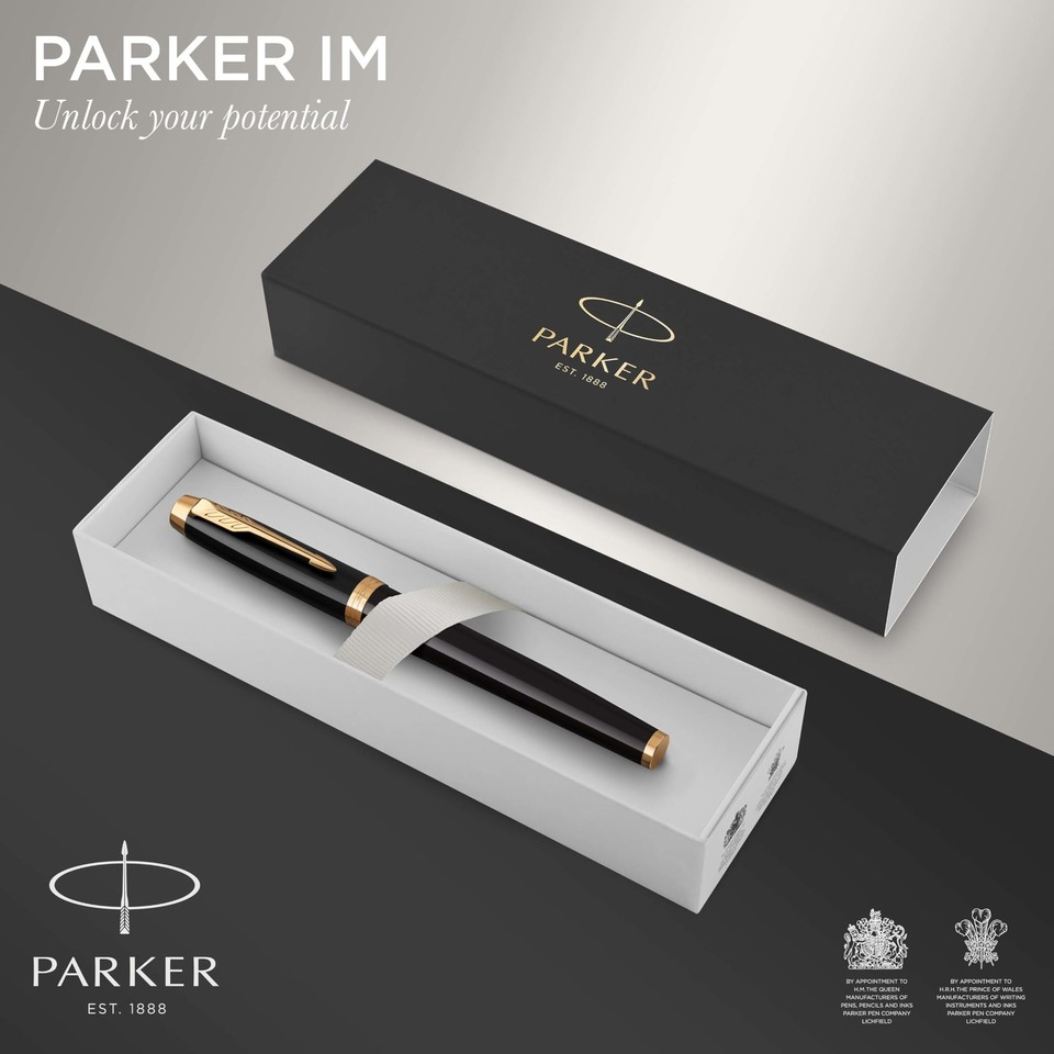 (Gift Box Medium Nib Black Lacquer Golden Trim) - Parker Im Fountain ...