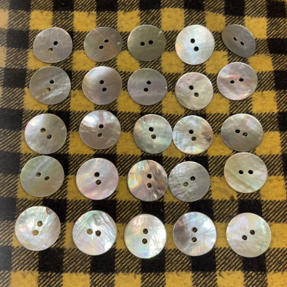 25 Vintage Mother Of Pearl Silver Gray Carved Oyster Shell Buttons 3/4 ...