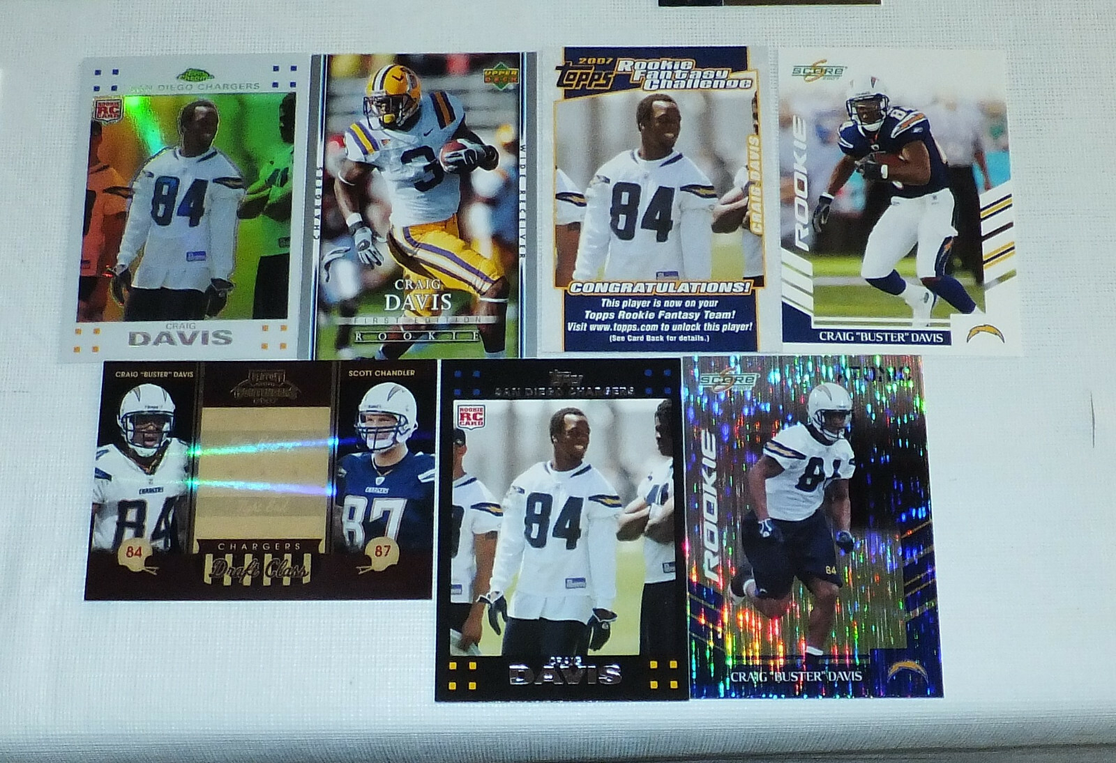 CRAIG DAVIS - Wide Receiver San Diego Chargers 7 Card Assorted Lot ...