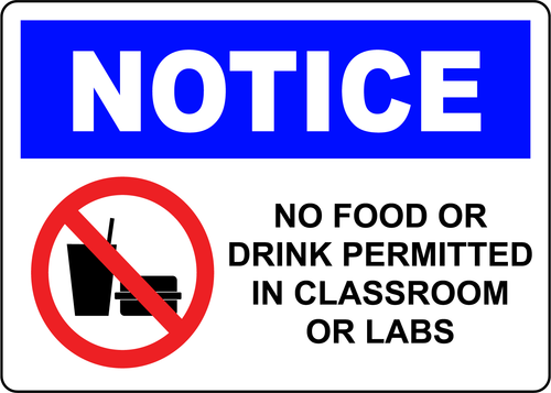 NOTICE NO FOOD OR DRINK PERMITTED IN CLASSROOM| Laminated Vinyl Decal ...