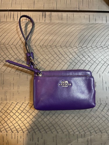Authentic Coach Brand Wallet Wristlet Dark Purple Violet Gold Accents ...