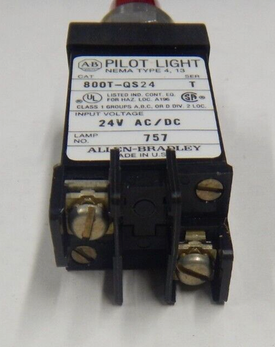 Allen Bradley 800T-QS24R SMALL PILOT LIGHT 24V Full Voltage Red Cap NEW ...