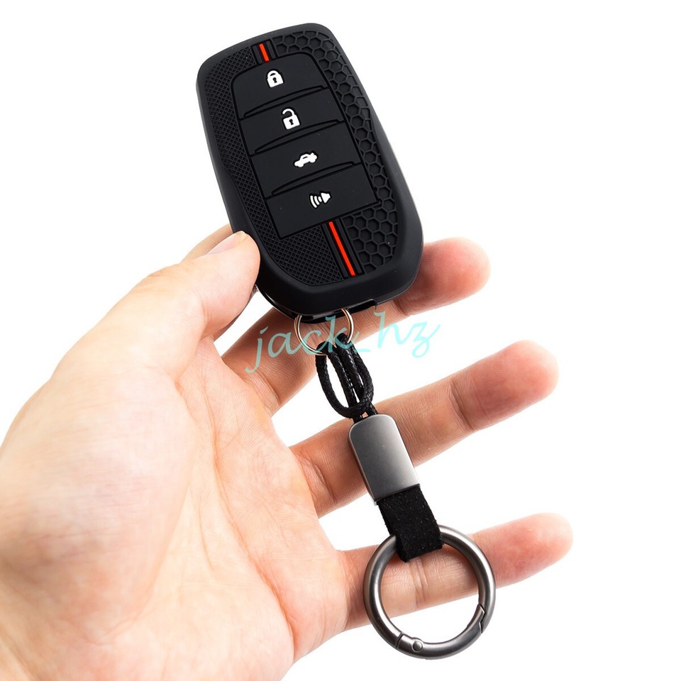 Silica Gel 4 Button Key Case Fob Cover Chain For Toyota Highlander ...