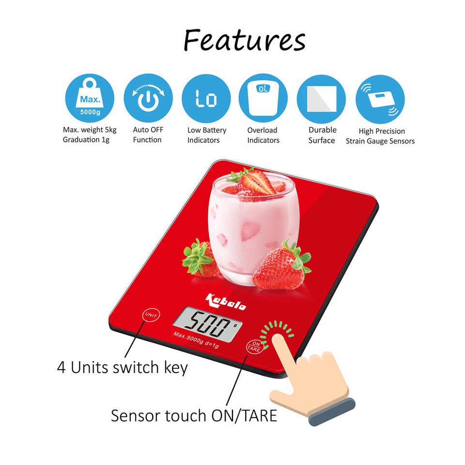 5kg Red Digital LCD Electronic Kitchen Cooking Food Weighing Scales ...