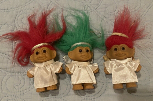 Lot of 3 Vintage Russ Christmas hanging Angel Holiday 3" Troll Dolls | eBay
