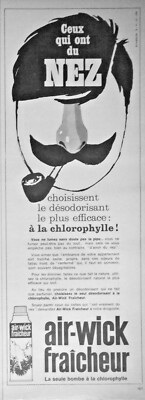 PUBLICITÉ DE PRESSE 1966 AIR-WICK FRAICHEUR POUR CEUX QUI ONT DE NEZ ...