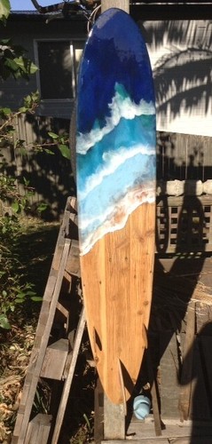 Surfboard Wooden 150cm Mini Mal Wall Display Ocean Beach Decor Resin ...