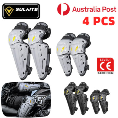 SULAITE 4X Motorcycle Knee Elbow Pads Shin Armor Guard Brace Protective ...